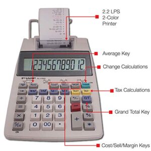 Sharp EL-1750V Two-Color Printing Calculator 2 Lines/Sec 3" Black/Red