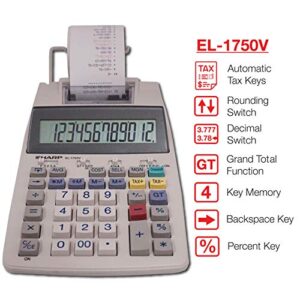 Sharp EL-1750V Two-Color Printing Calculator 2 Lines/Sec 3" Black/Red