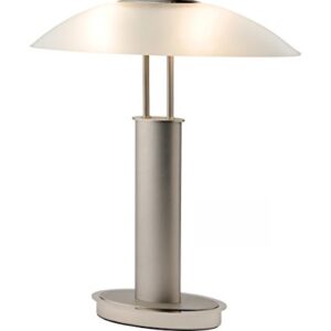 Artiva USA Avalon 9476TCM Touch-switch Table Lamp, Frosted Canoe Glass Shade, Satin Nickel and Chrome Finish