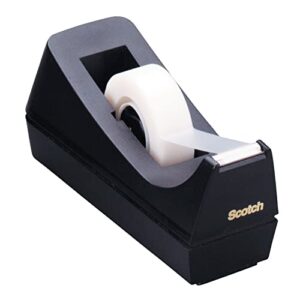 scotch classic desktop tape dispenser c-38, black, 1 in core, made from 100% recycled plastic, 1 dispenser (c-38)