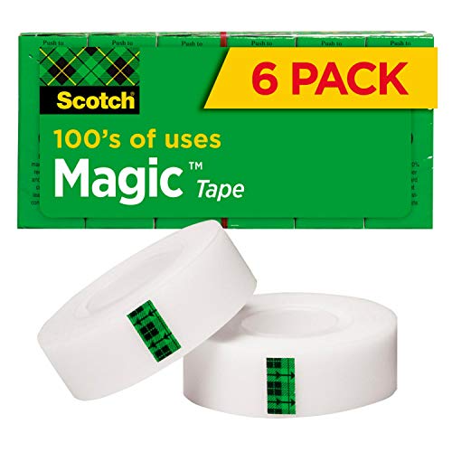 Scotch Magic Tape, 6 Rolls, Great for Gift Wrapping, Numerous Applications, Invisible, Engineered for Repairing, 3/4 x 1000 Inches, Boxed (810K6)