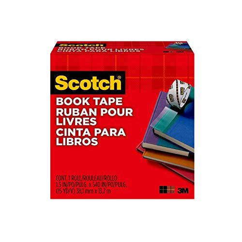 Scotch Book Tape, 1.5 in x 540 in, 1 Roll/Pack, Excellent for Repairing, Reinforcing Protecting, and Covering (845-150)