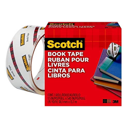 Scotch Book Tape, 1.5 in x 540 in, 1 Roll/Pack, Excellent for Repairing, Reinforcing Protecting, and Covering (845-150)