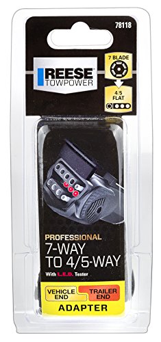 Reese Towpower 78118 Professional Wiring Adapter, 7-Way Blade to 4- or 5-Way Flat, LED Circuit Tester,Regular