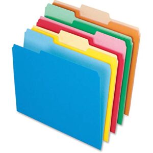 pendaflex two-tone color file folders, letter size, assorted colors, 1/3 cut, 100 per box (152 1/3 asst)