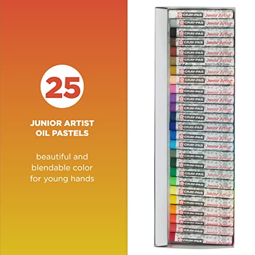 SAKURA Cray-Pas Junior Artist Oil Pastel Set - Soft Oil Pastels for Kids & Artists - 25 Colors