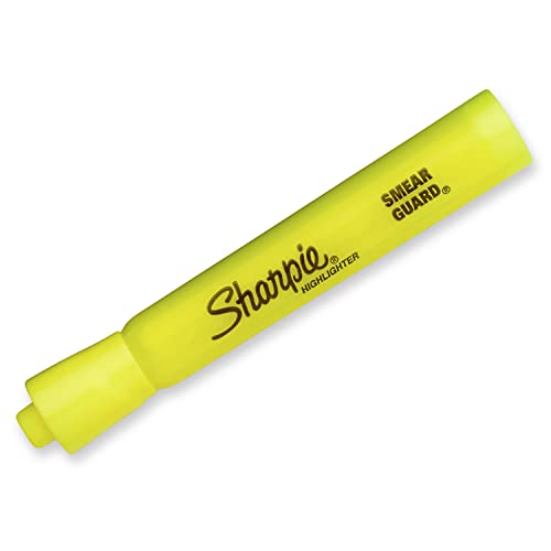 SHARPIE Tank Style Highlighters, Chisel Tip, Fluorescent Yellow, Box of 12