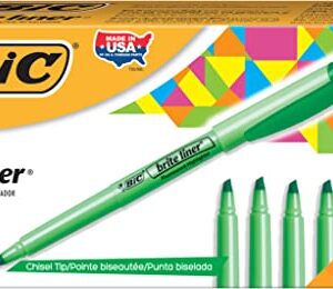 BIC Brite Liner Highlighter, Chisel Tip, Green, 12-Count (BL11-GREEN)