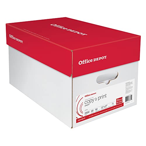 Office Depot® Brand Copy & Print Paper, Ledger Paper, 20 Lb, 500 Sheets Per Ream, Case Of 5 Reams