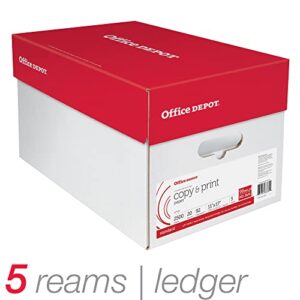 Office Depot® Brand Copy & Print Paper, Ledger Paper, 20 Lb, 500 Sheets Per Ream, Case Of 5 Reams