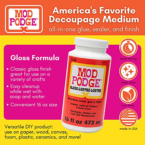 Mod Podge Gloss Waterbase Sealer, Glue (16-Ounce), CS11202 Finish, 16 oz