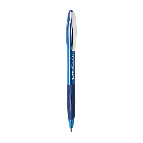 BIC Glide Retractable Ball Pen, Medium Point (1.0 mm), Blue, Comfortable Rubber Grip for Smooth Writing, 12-Count