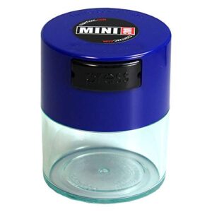 minivac – 10g to 30 gram vacuum sealed container – dark blue cap & clear body