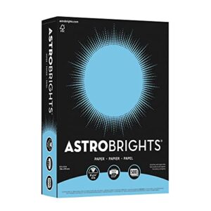 neenah astrobrights 30% recycled bright color paper, 8 1/2in x 11in, 24 lb, fsc certified, lunar blue, ream of 500 sheets, 21528