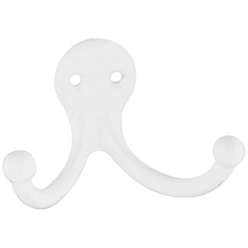 National Hardware N327-619 MPB163 Double Clothes Hooks in White, 2 pack