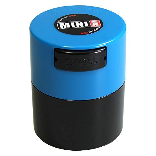 Minivac - 10g to 30 grams Airtight Multi-Use Vacuum Seal Portable Storage Container for Dry Goods, Food, and Herbs - Light Blue Cap & Black Body