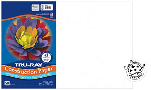 Tru-Ray® Heavyweight Construction Paper, White, 12" x 18", 50 Sheets