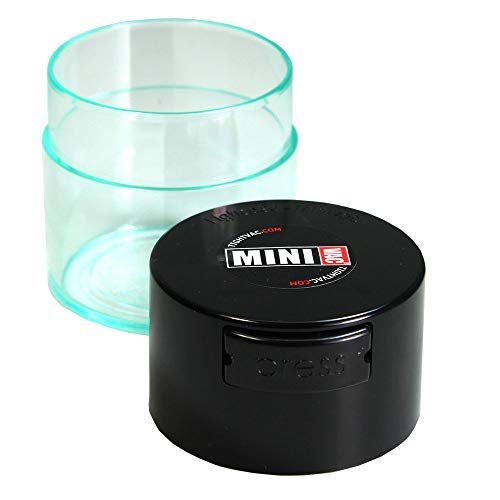 Minivac - 10g to 30 grams Vacuum Sealed Container Black Cap & Clear Body