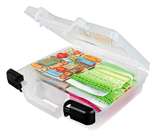 ArtBin 6972AB 10 inch Quick View Deep Base Carrying Case, Portable Art & Craft Organizer with Handle, [1] Plastic Storage Case, Translucent