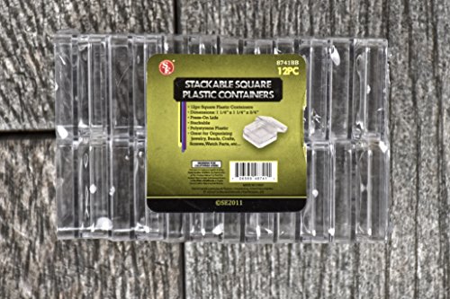 SE 12 Stackable Square Plastic Containers - 8741BB