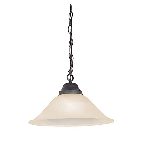 Design House 517664 Millbridge Traditional 1 Indoor Hanging Swag Light with Alabaster Glass Shade for Living Dining Room Bar Area, Oil Rubbed Bronze