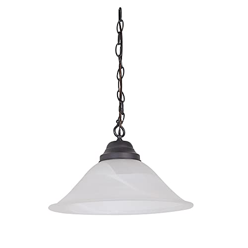 Design House 517664 Millbridge Traditional 1 Indoor Hanging Swag Light with Alabaster Glass Shade for Living Dining Room Bar Area, Oil Rubbed Bronze