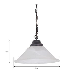 Design House 517664 Millbridge Traditional 1 Indoor Hanging Swag Light with Alabaster Glass Shade for Living Dining Room Bar Area, Oil Rubbed Bronze