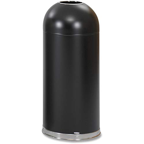 Safco Products 9639BL Open Top Dome Waste Receptacle, 15-Gallon, Black