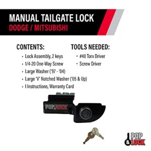 Pop & Lock - PL3600 Black Manual Tailgate Lock for Dodge Dakota and Mitsubishi Raider