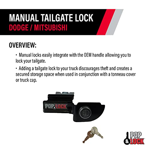 Pop & Lock - PL3600 Black Manual Tailgate Lock for Dodge Dakota and Mitsubishi Raider