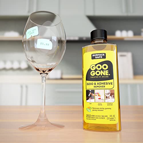 Goo Gone Adhesive Remover - 8 Ounce - Surface Safe Adhesive Remover Safely Removes Stickers Labels Decals Residue Tape Chewing Gum Grease Tar