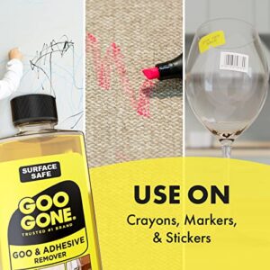 Goo Gone Adhesive Remover - 8 Ounce - Surface Safe Adhesive Remover Safely Removes Stickers Labels Decals Residue Tape Chewing Gum Grease Tar