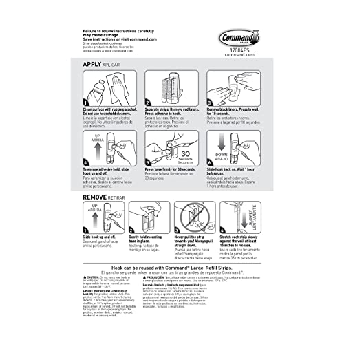 Command Jumbo Utility Hooks, Damage Free Hanging Wall Hooks with Adhesive Strips, No Tools Wall Hooks for Hanging Decorations in Living Spaces, 1 White Hook and 4 Command Strips