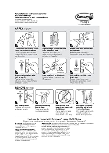 Command Jumbo Utility Hooks, Damage Free Hanging Wall Hooks with Adhesive Strips, No Tools Wall Hooks for Hanging Decorations in Living Spaces, 1 White Hook and 4 Command Strips