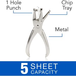 Swingline 1 Hole Punch, Single Hole Puncher, 5 Sheet Capacity, Classic Office Paper Punch for Craft Paper, DIY Crafts, Perfect for Home Office School Supplies, Chrome (74005)