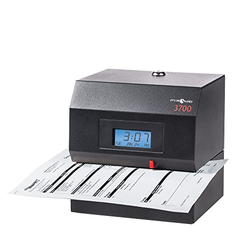 Pyramid™ 3700 Heavy-Duty Time Clock & Document Stamp, Black