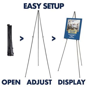 Quartet Instant Easel 63” Stand, Powder Coated Steel Material, Collapsible, Portable Display Stand for Posters, Signs, and Art, Tripod for Home and Office (29E)