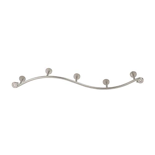 Spectrum Sweep Wall Mount 5-Hook Rack (Satin Nickel) - Wire Storage for Entryway, Bathroom, Backpack, Coat, Jacket, Purse, Belt, Robe, & More/Home Décor & Apartment Essential