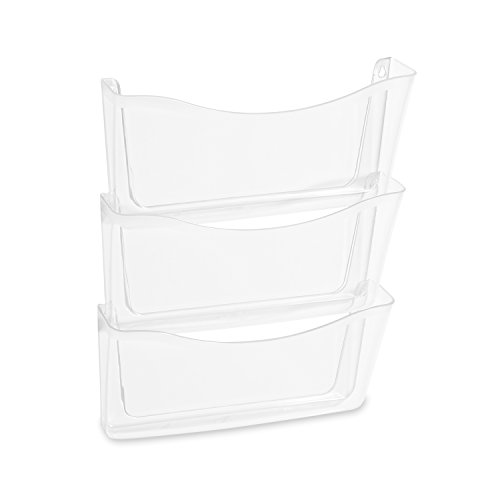 Rubbermaid Unbreakable Expandable Three-Pocket Wall File Set, Clear (65976)