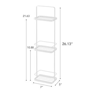 Yamazaki Home Wire Standing Bath Shelf Baskets | Steel | Tall | Shower Caddy, White