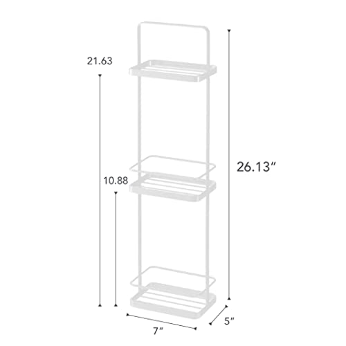 Yamazaki Home Wire Standing Bath Shelf Baskets | Steel | Tall | Shower Caddy, White