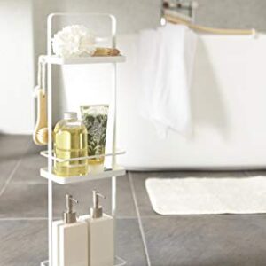 Yamazaki Home Wire Standing Bath Shelf Baskets | Steel | Tall | Shower Caddy, White