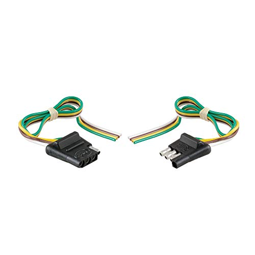 CURT 58304 4-Pin Flat Wiring Harness, 12-Inch Vehicle-Side and Trailer-Side Wires