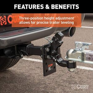 CURT 48325 Adjustable Pintle Mount for 2-Inch Hitch Receiver, 15,000 lbs, 6-1/2-Inch Drop, 8-Inch Length