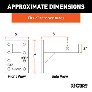 CURT 48325 Adjustable Pintle Mount for 2-Inch Hitch Receiver, 15,000 lbs, 6-1/2-Inch Drop, 8-Inch Length