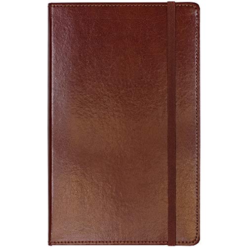 C.R. Gibson MJ5-4792 Brown Bonded Leather Notebook with 240 Ruled Pages, 5" W x 8.25" H