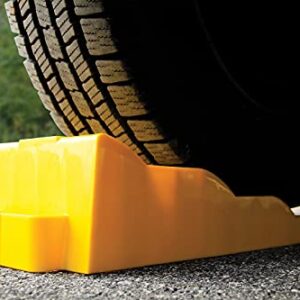 Camco Yellow Drive On Tri-Leveler, Raises Your RV Up by 3-7/8" Works on Any Tire , Has Built In Handle, Load Capacity of 3500 lbs, Durable Non Slip Surface (44573)