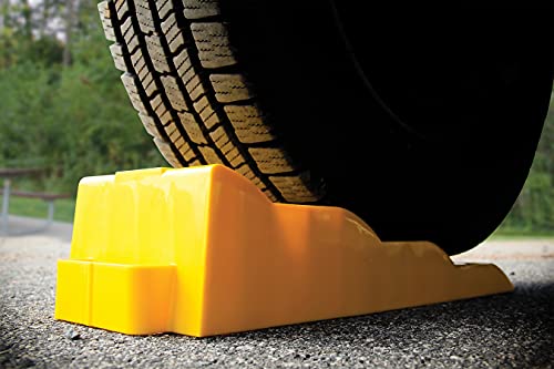 Camco Yellow Drive On Tri-Leveler, Raises Your RV Up by 3-7/8" Works on Any Tire , Has Built In Handle, Load Capacity of 3500 lbs, Durable Non Slip Surface (44573)