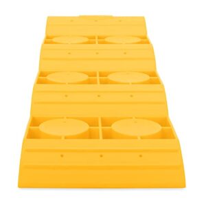 Camco Yellow Drive On Tri-Leveler, Raises Your RV Up by 3-7/8" Works on Any Tire , Has Built In Handle, Load Capacity of 3500 lbs, Durable Non Slip Surface (44573)