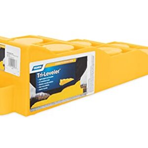 Camco Yellow Drive On Tri-Leveler, Raises Your RV Up by 3-7/8" Works on Any Tire , Has Built In Handle, Load Capacity of 3500 lbs, Durable Non Slip Surface (44573)